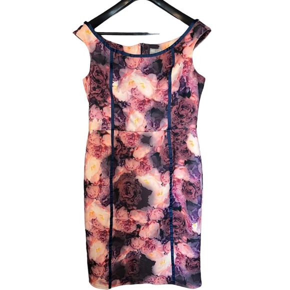 ASOS | Dresses | Nwt Asos Dress Pink Purple Watercolor Floral Stretch ...